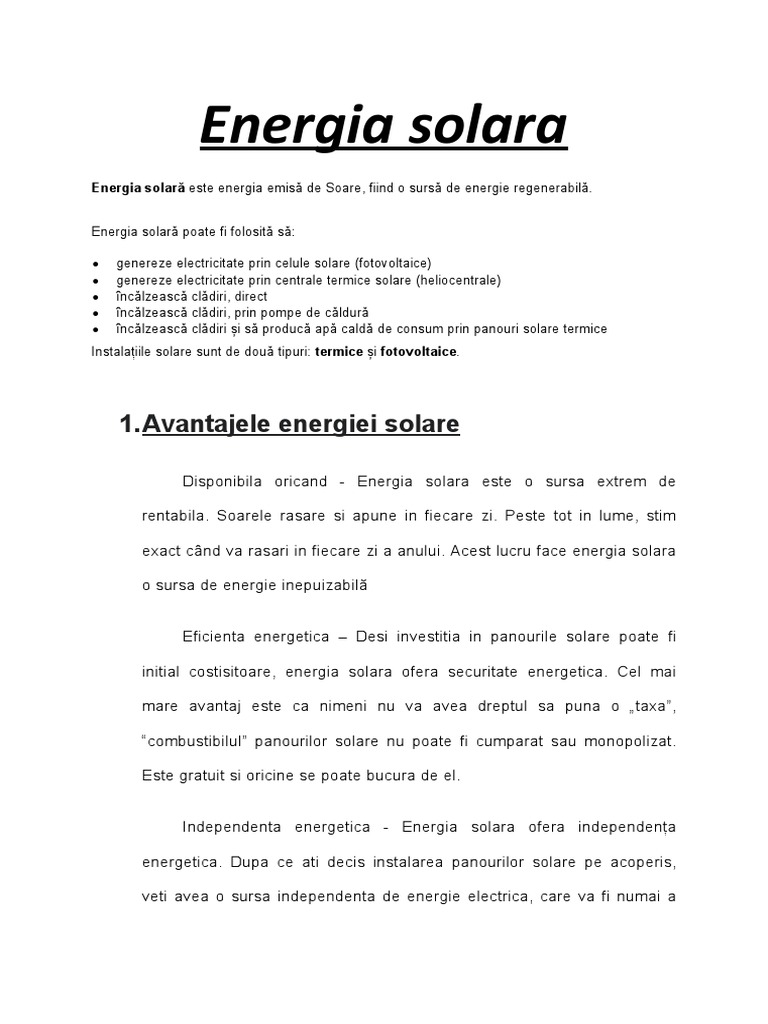 Energia Solara | PDF