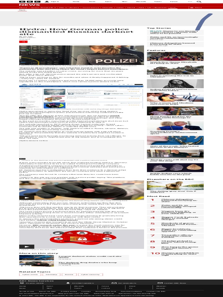 Hydra How German Police Dismantled Russian Darknet Site - BBC News 2 | PDF | Cybercrime | Cyberspace