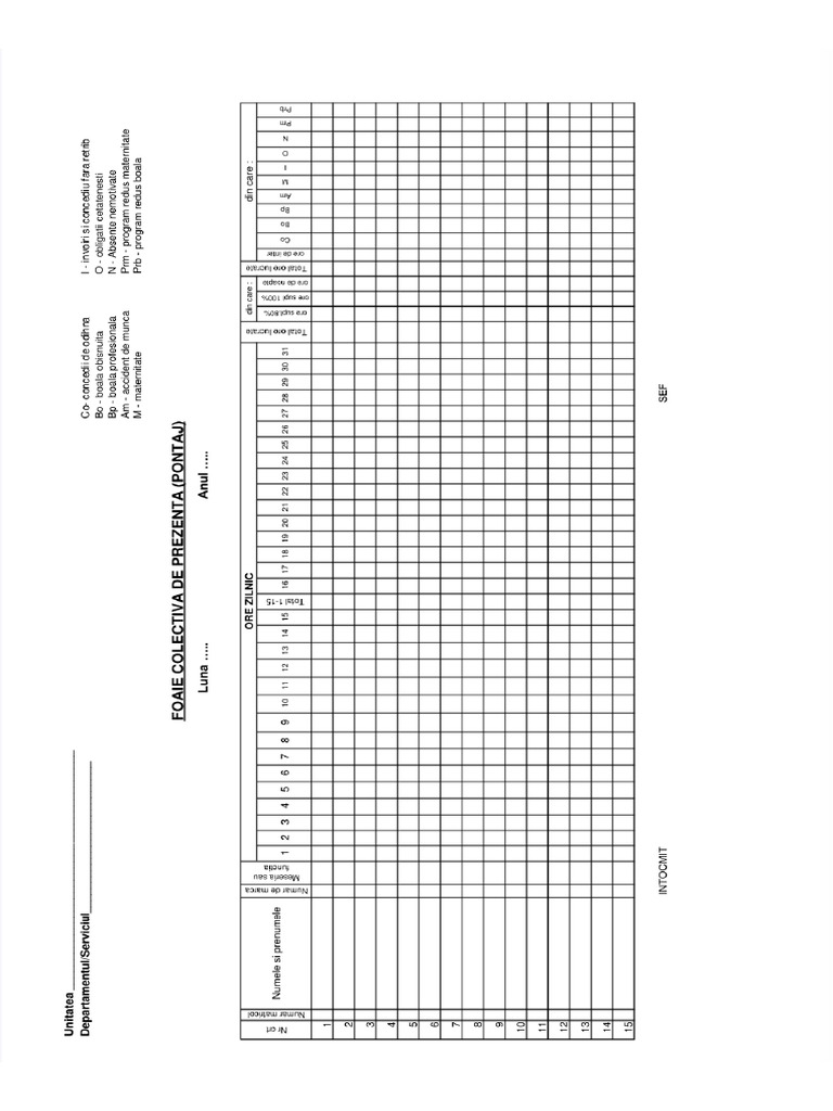 Foaie Pontaj-1 | PDF