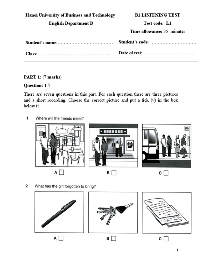 Listening Test 1 | PDF