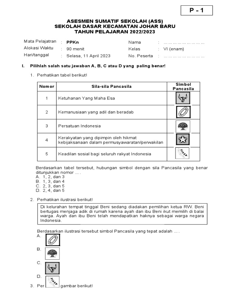 Soal Ass PPKN Paket 1 2023 | PDF