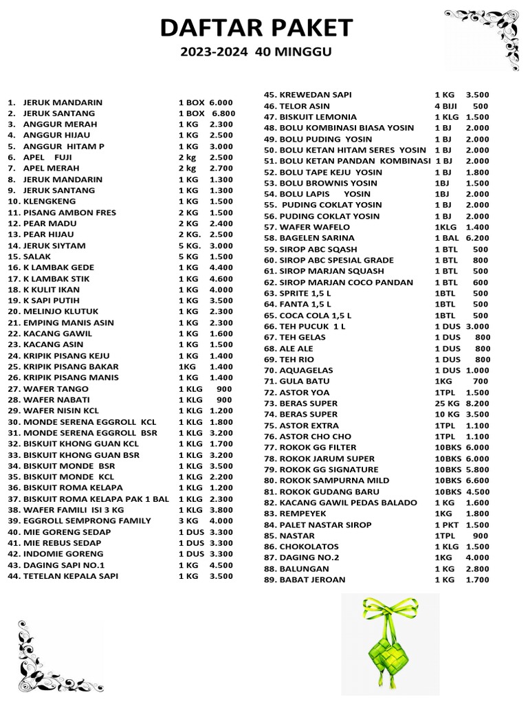 Daftar Paket | PDF