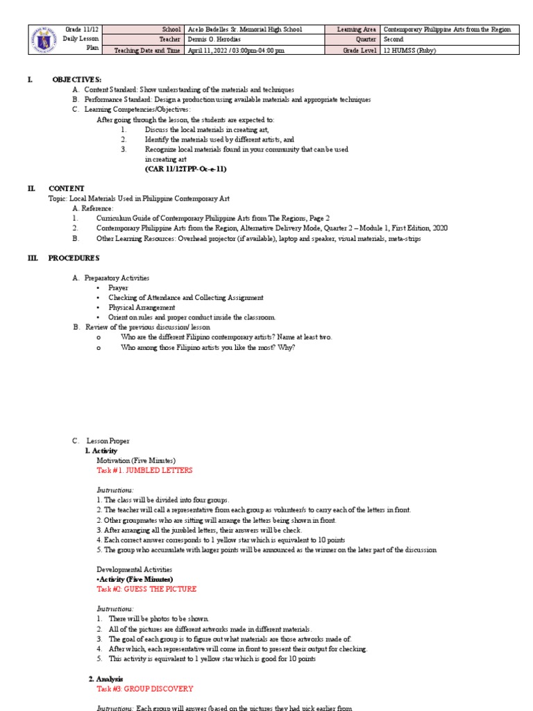 Demo Lesson Plan | PDF | Teachers | Lesson Plan