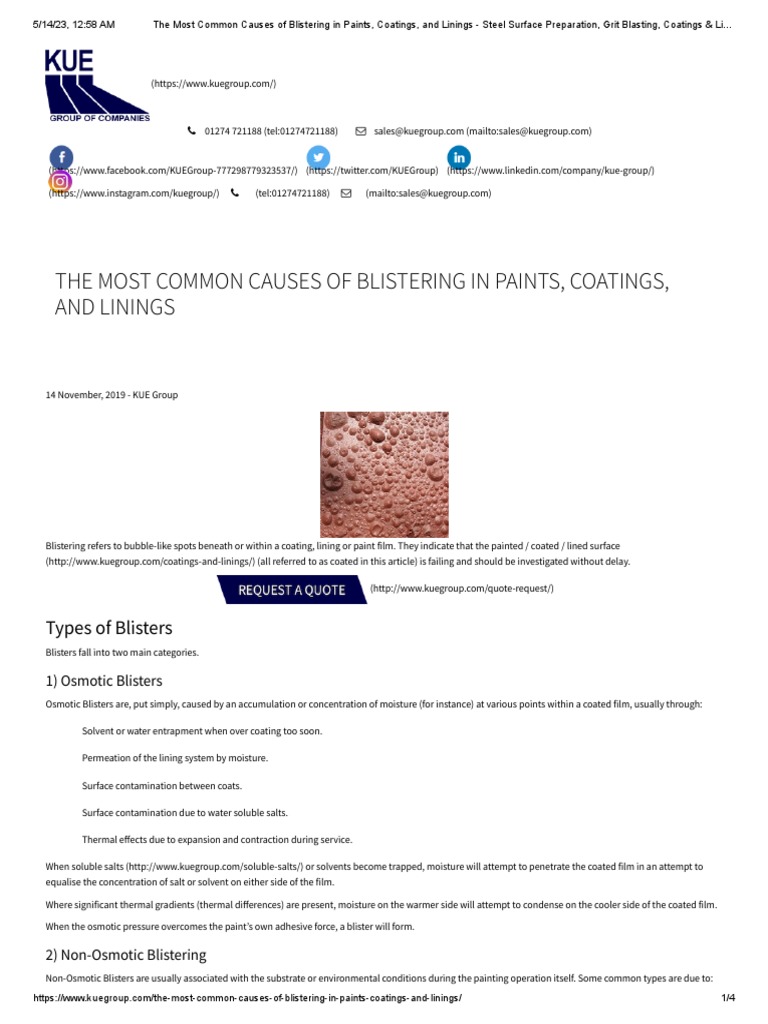 The Most Common Causes of Blistering in Paints, Coatings, and Linings ...