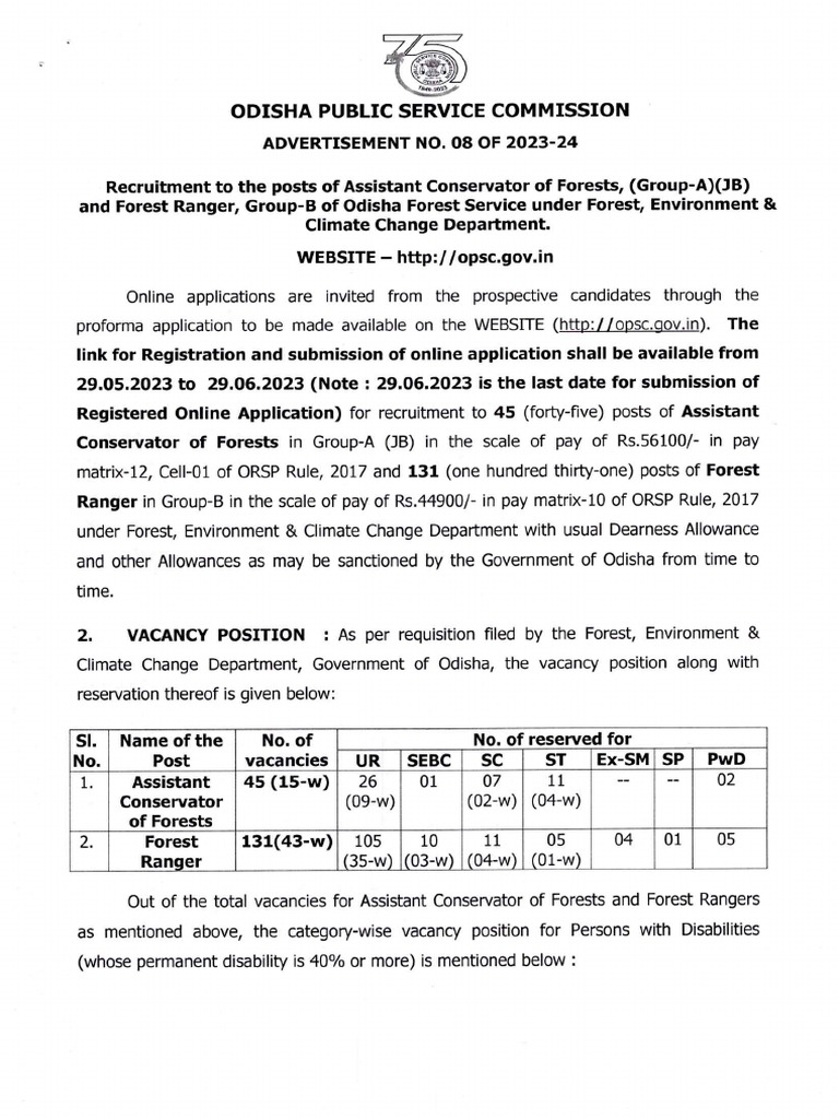 Notification OPSC ACF and F | PDF