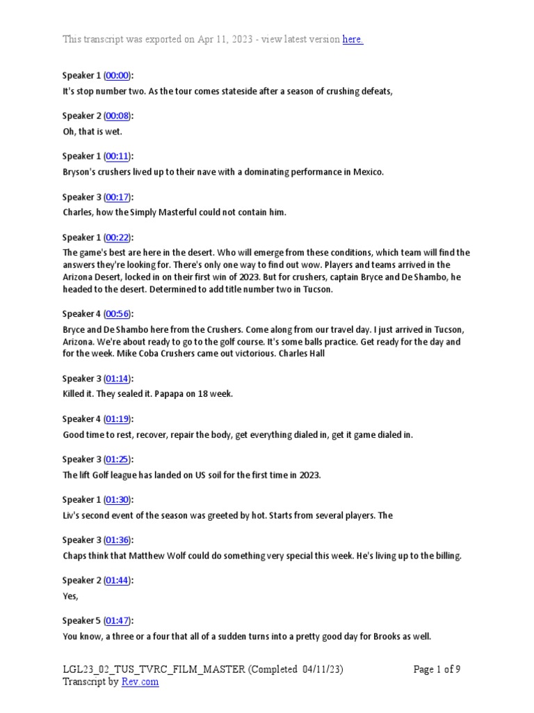 LGL23 02 Tus TVRC Film Master | PDF | Pga Tour Events | Pga Tour
