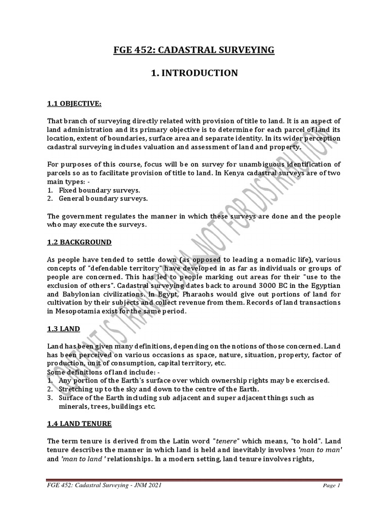 Cadastral Intro 1.a | PDF | Surveying | Cartesian Coordinate System