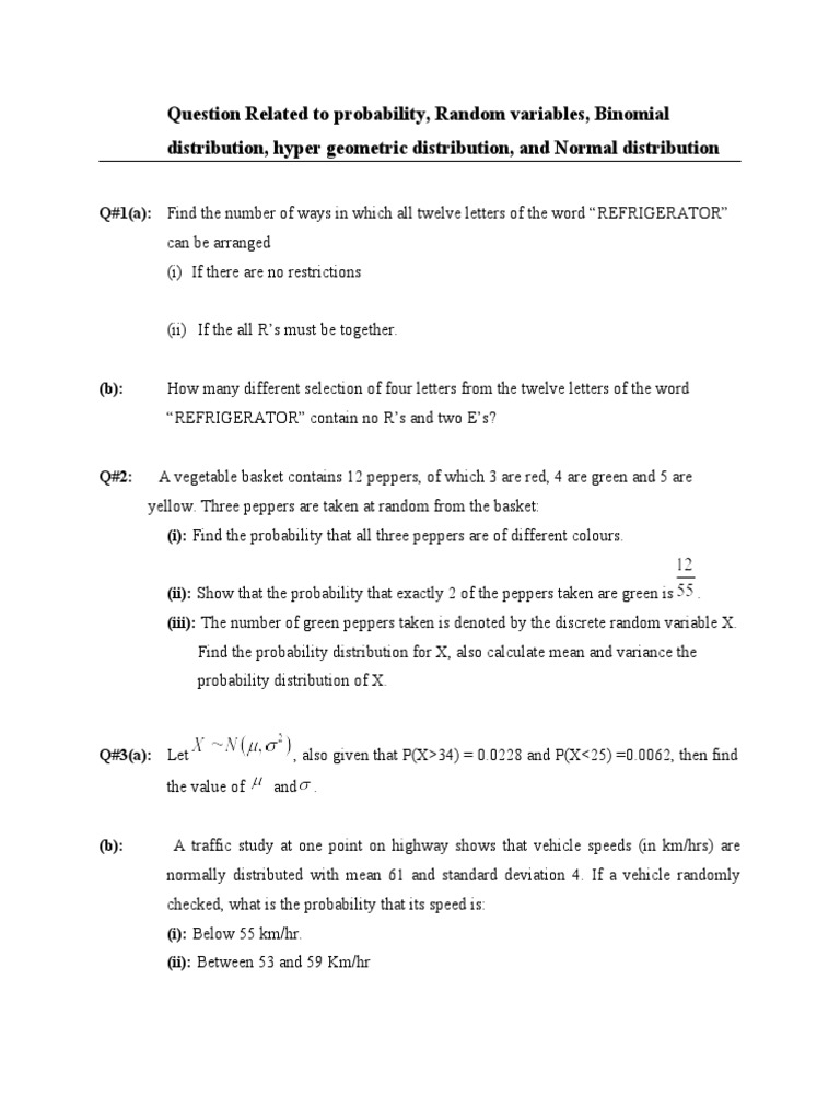 Questions Probability and Probability Distributions | Download Free PDF | Probability ...