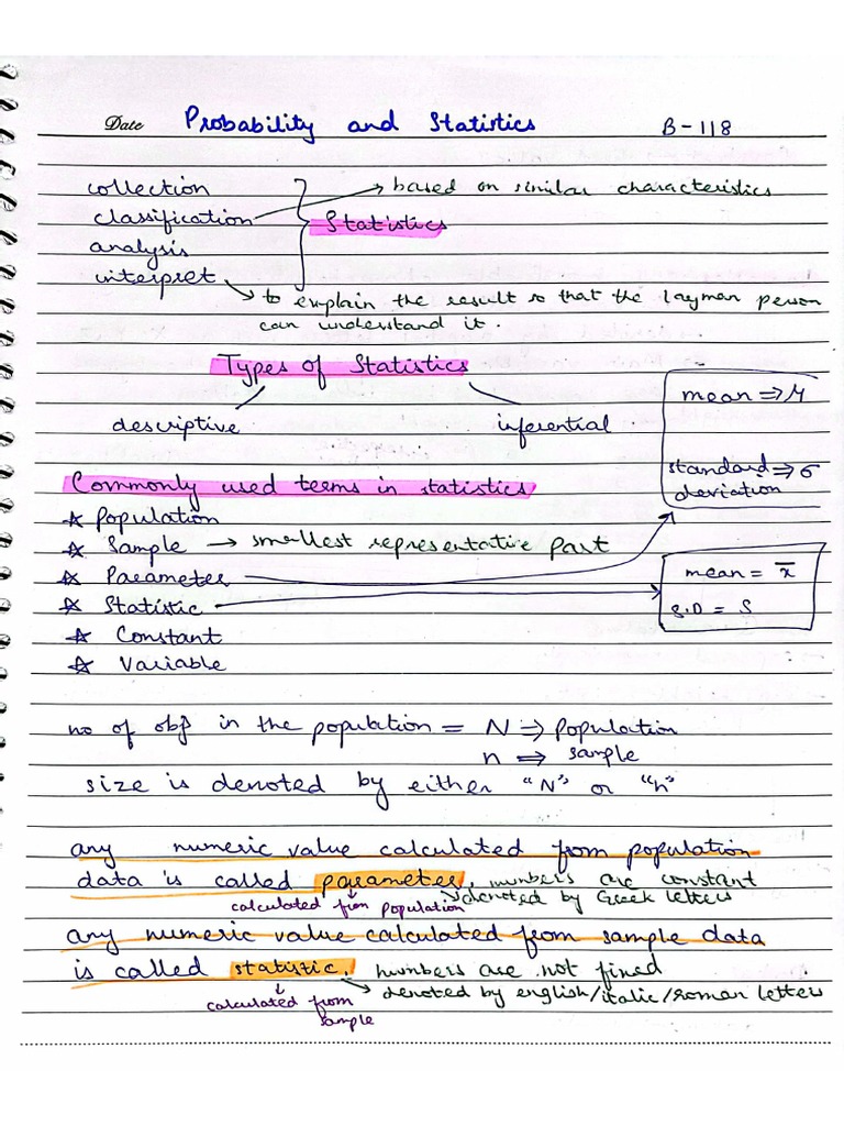 Probability and Statistics Notes | PDF