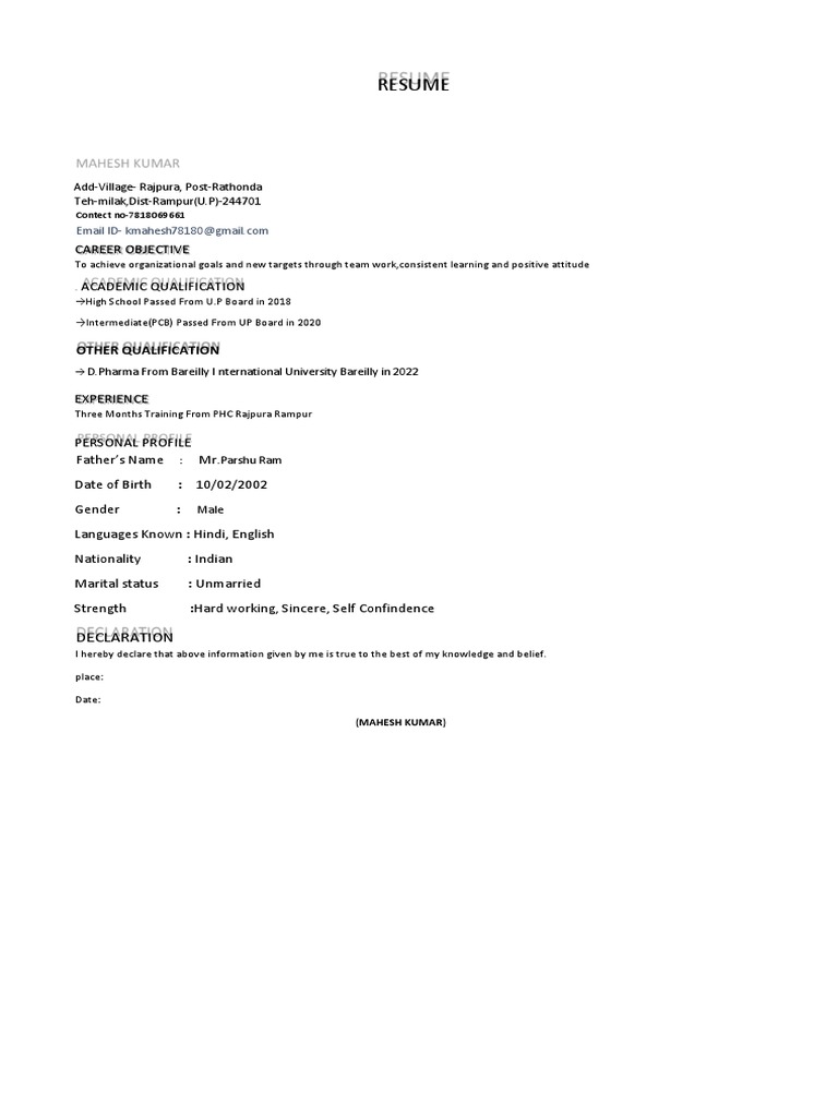 Mahesh Kumar Resume | PDF