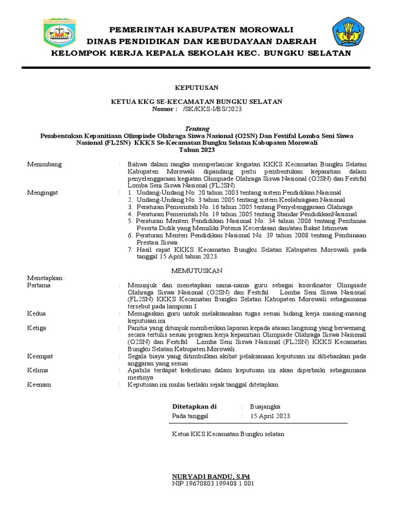 SK Panitia O2SN Dan FLS2n | PDF