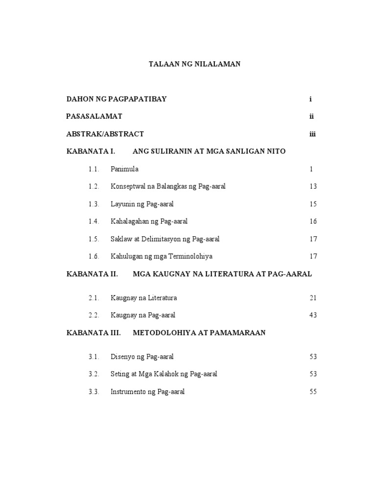 Talaan NG Nilalaman1 | PDF