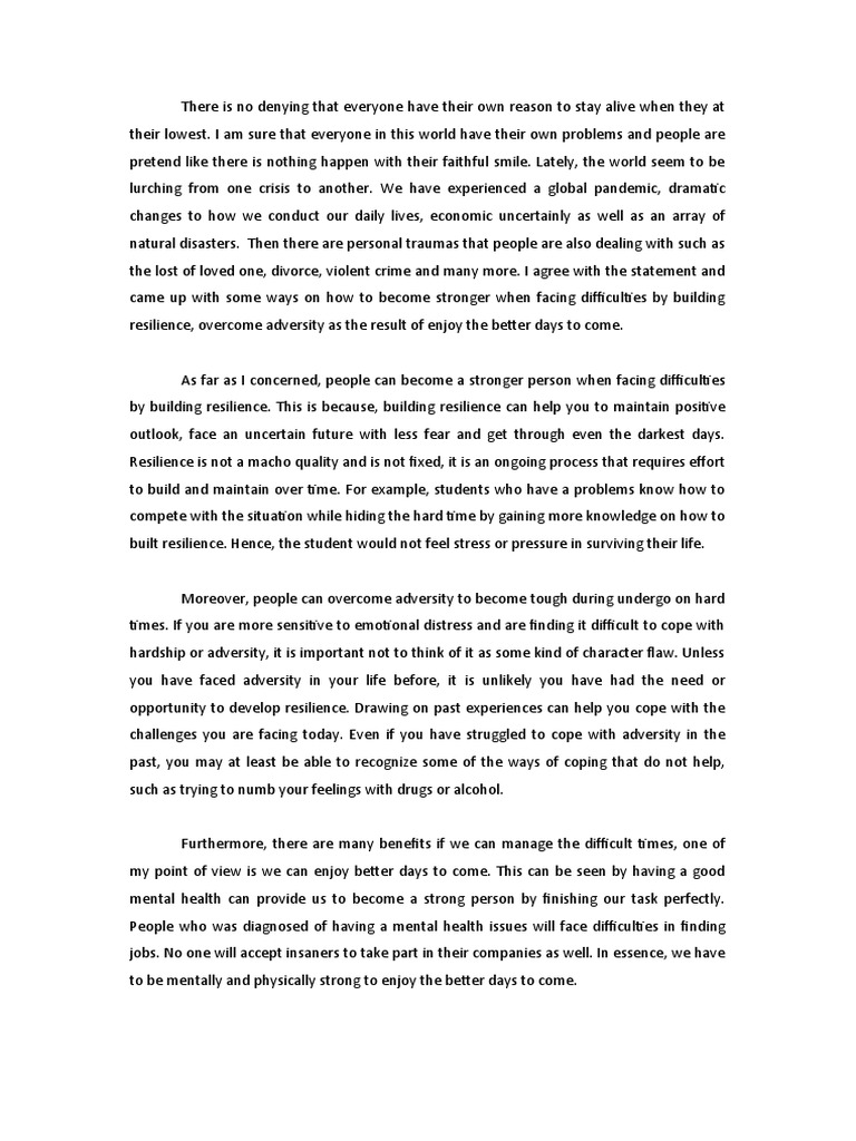 Muet S2 2021 Essay | PDF | Psychological Resilience | Stress (Biology)