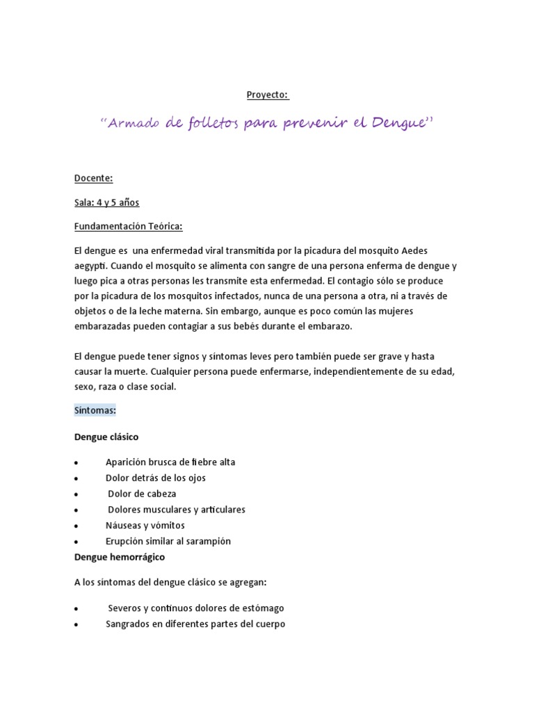 Proyecto Dengue. Nuevo Diseño.. | PDF | Mosquito | Medicina CLINICA