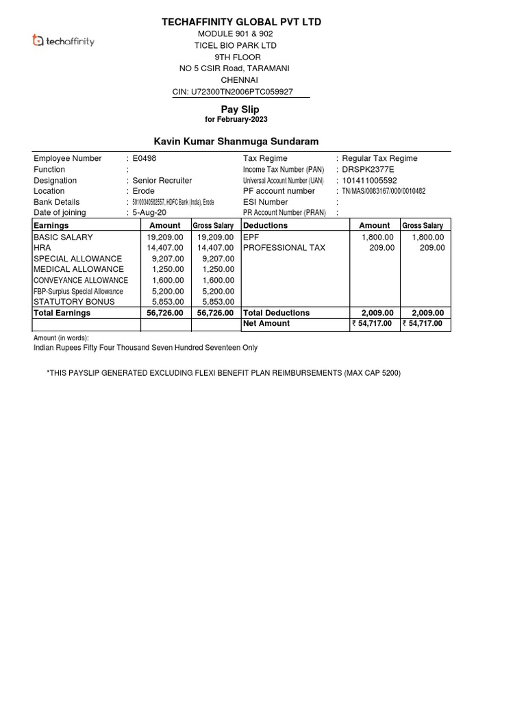 Payslip - Feb 2023 | PDF | Money | Employment Compensation