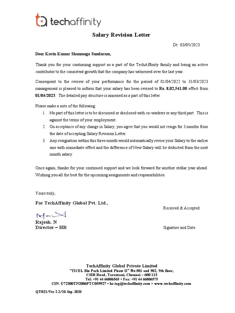 E0498 - Kavin Kumar Shanmuga Sundaram - Salary Revision Letter 2023 ...