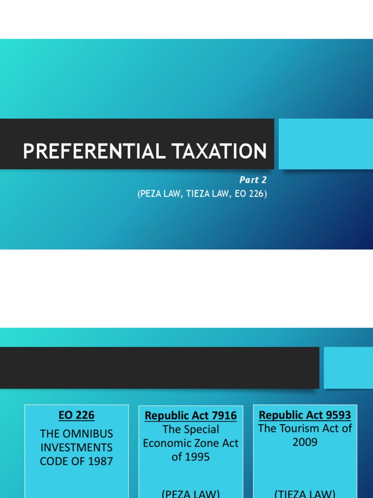 Preferential Taxation - Part 2 | PDF | Taxes | Tax Exemption