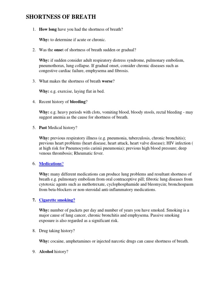 Shortness of Breath | PDF | Pneumonia | Chronic Obstructive Pulmonary ...