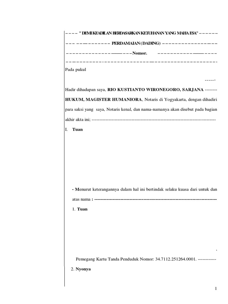 Akta Perdamaian (Dading) - Rio | PDF