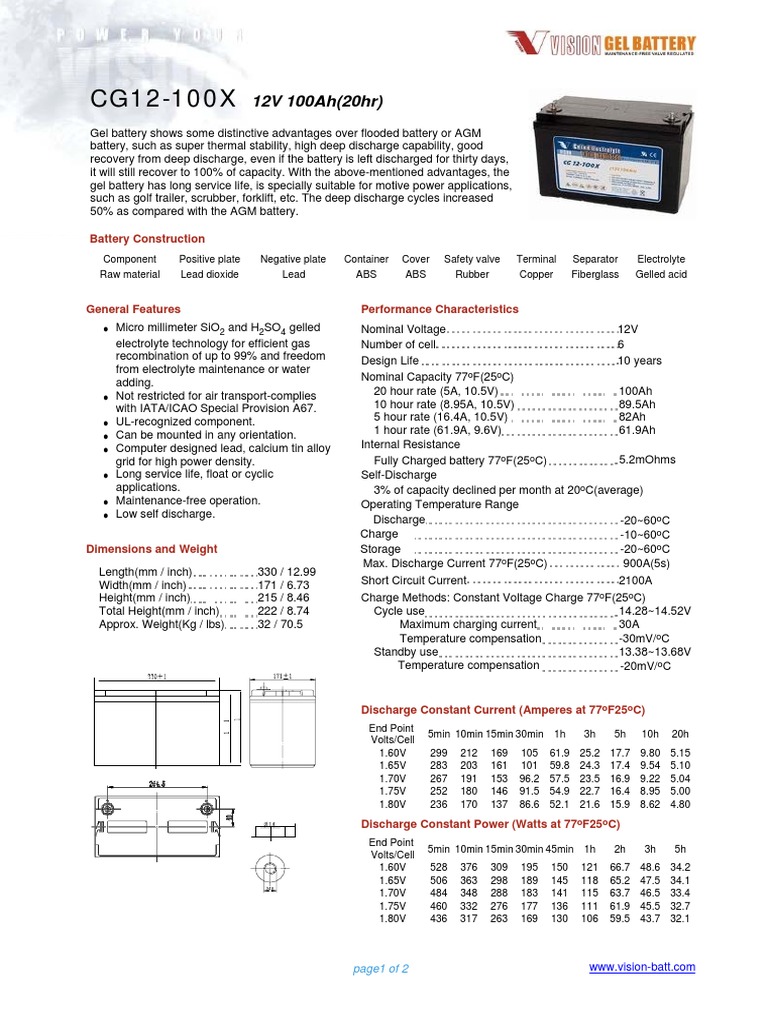 12V 100ah (20hr) : Battery Construction | PDF | Quantity | Battery ...