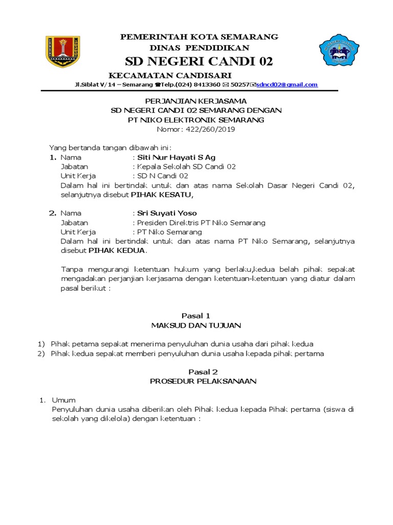 DRAFT MOU Dunis Usaha 2019 | PDF