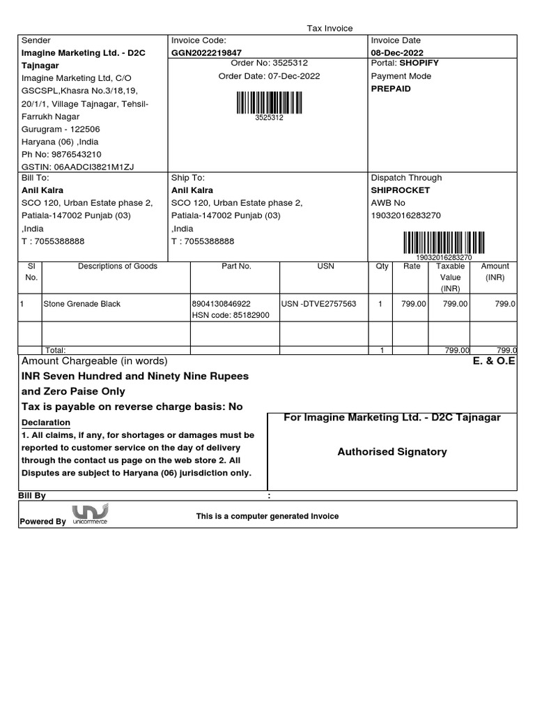 Invoice Speaker | Download Free PDF | Money | Taxation