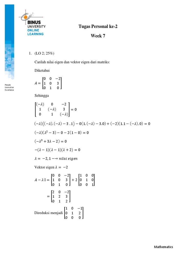 Tugas Personal Ke-2 Week 7: Mathematics | PDF