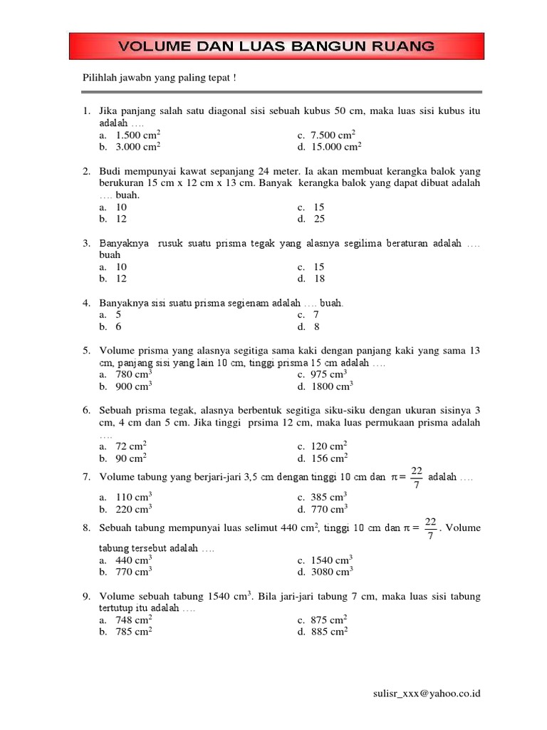 Latihan Soal Materi Bangun Ruang | PDF | Griya & Taman | Seni
