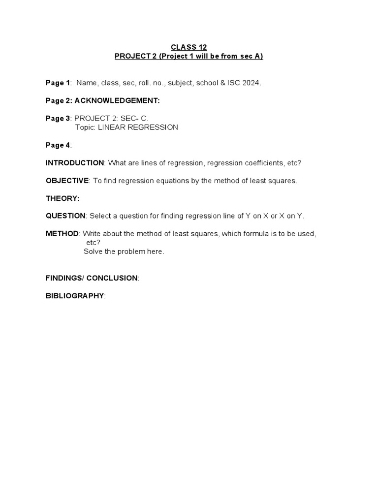 Project-Regression Lines Class 12 | PDF