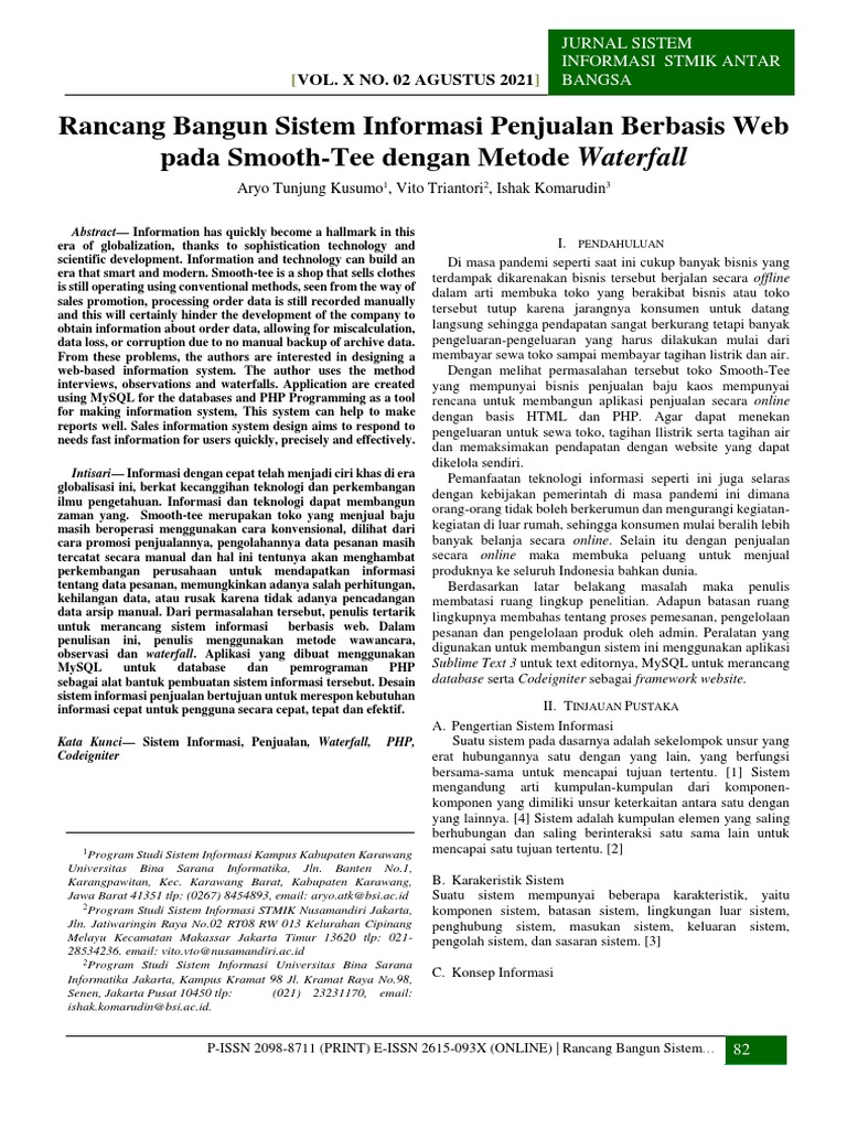 Jurnal Rancang Bangun Sistem Informasi Penjualan Berbasis Web Pdf