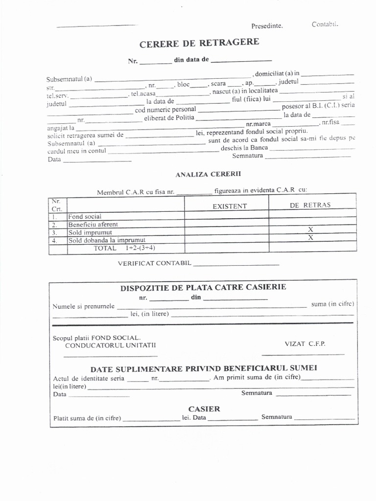 Cerere Retragere CAR | PDF