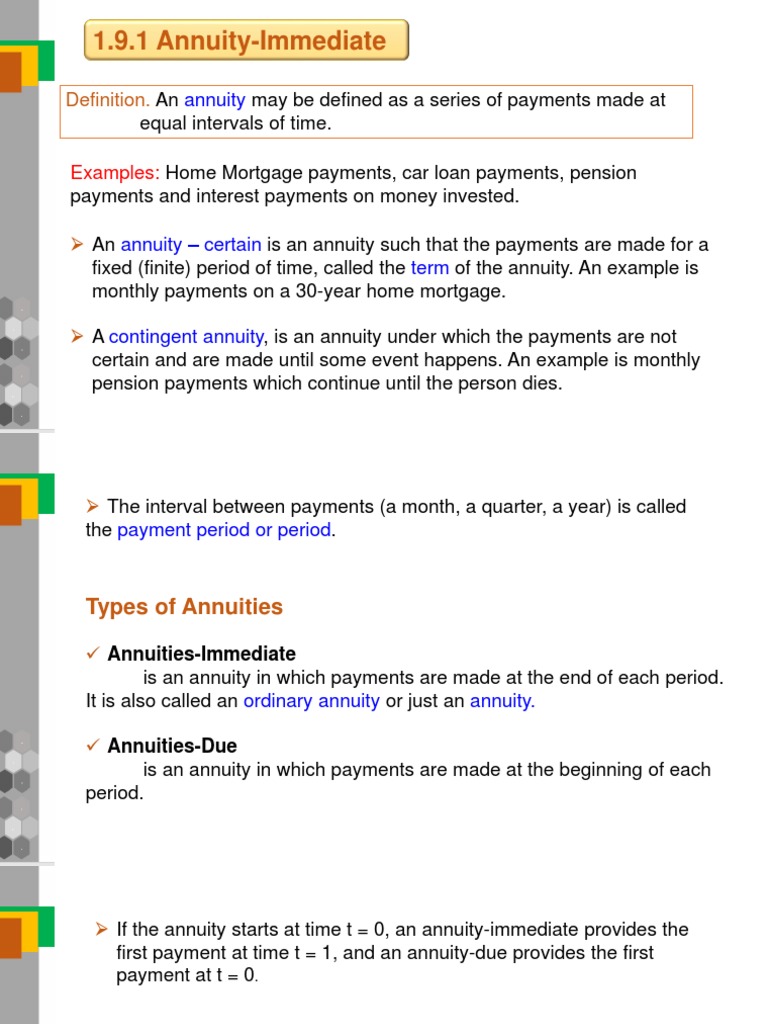 Understanding Annuities: Immediate vs Due | PDF | Present Value | Interest