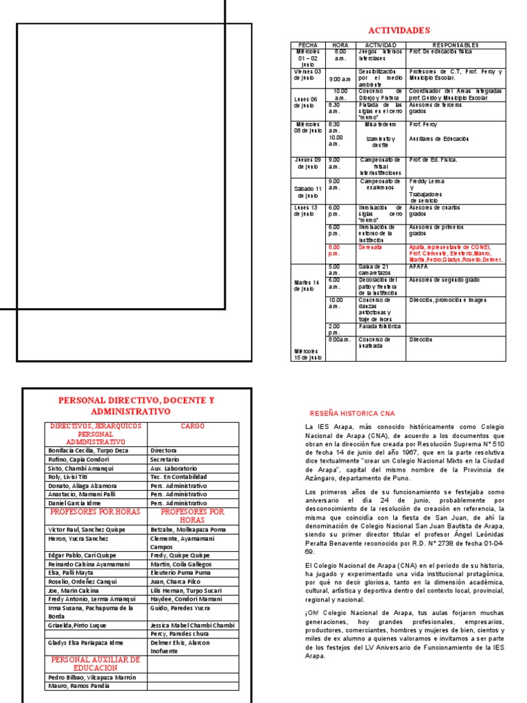 TRIPTICO Aniv IES ARAPA 2022 | PDF