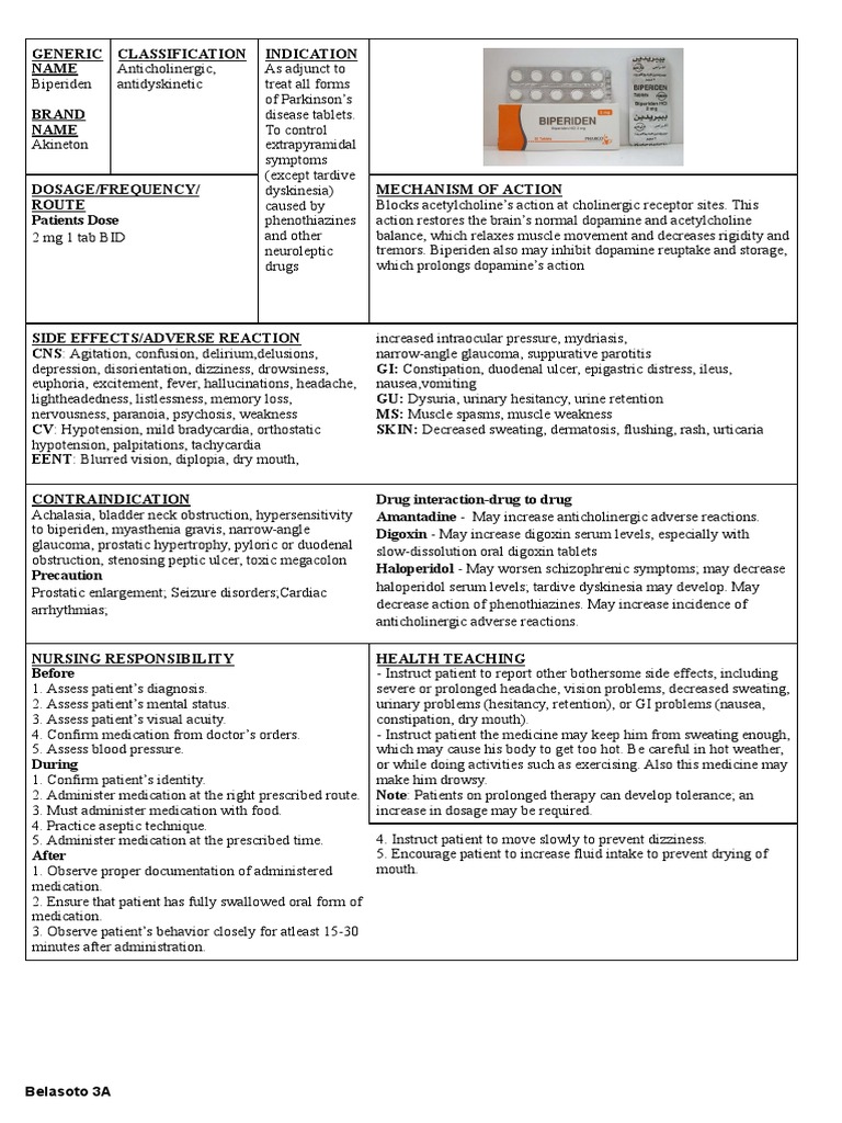 Biperiden | PDF | Pharmacology | Drugs Acting On The Nervous System