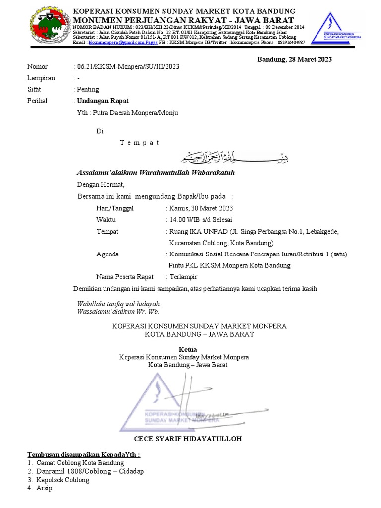 Draft Undangan Rapat | PDF