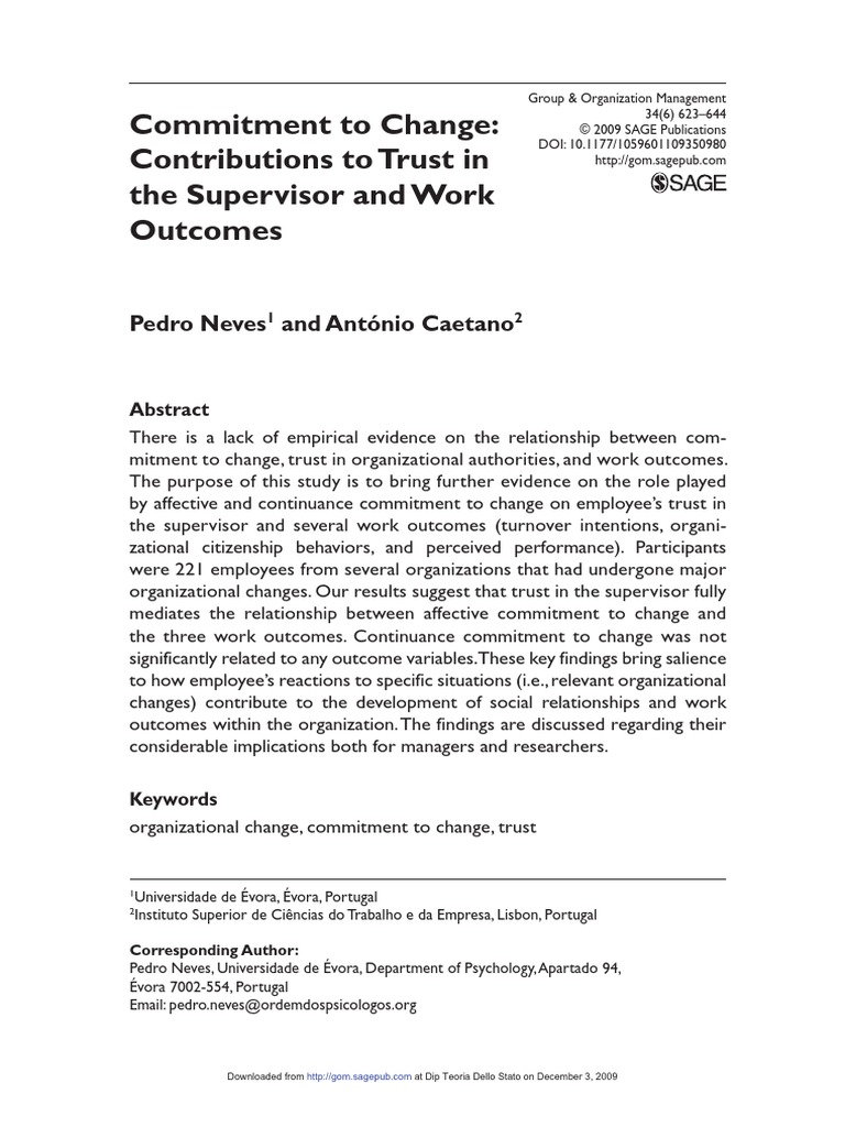 Trust and Commitment in Organizational Change | PDF | Psychology