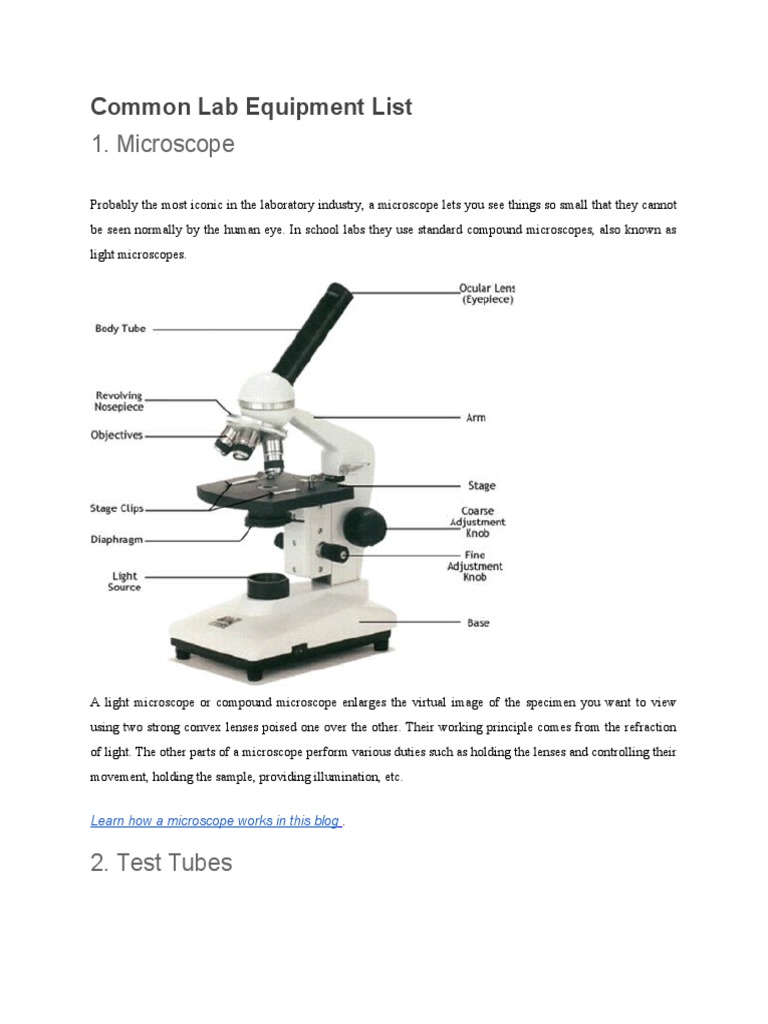 Essential Science Lab Equipment List | PDF