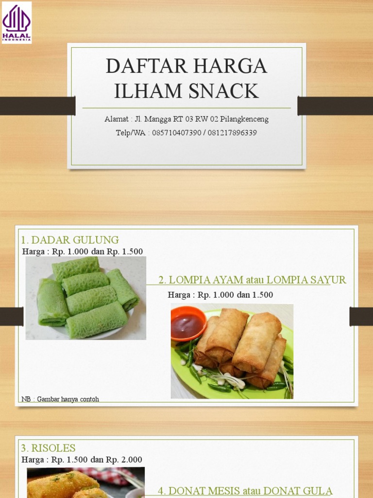Daftar Harga Ilham Snack Terbaru | PDF