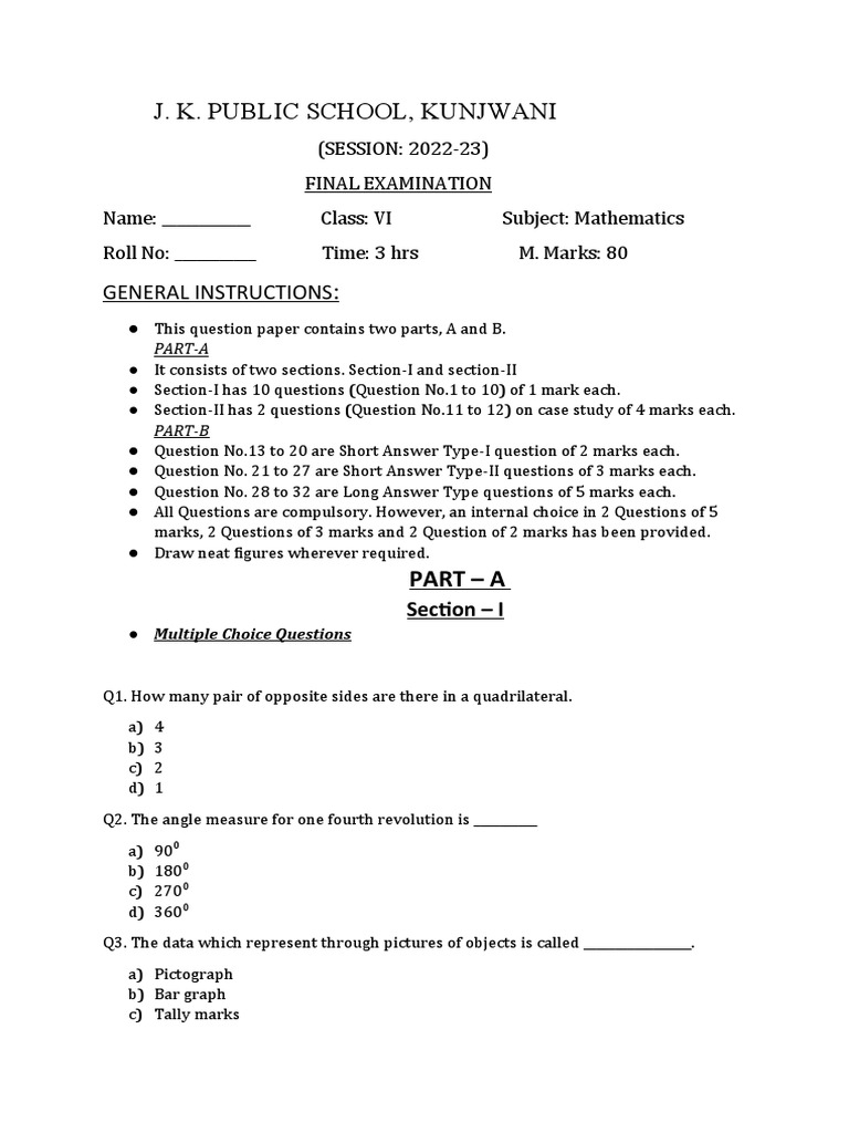 Class 6th Pdf Area Mathematics