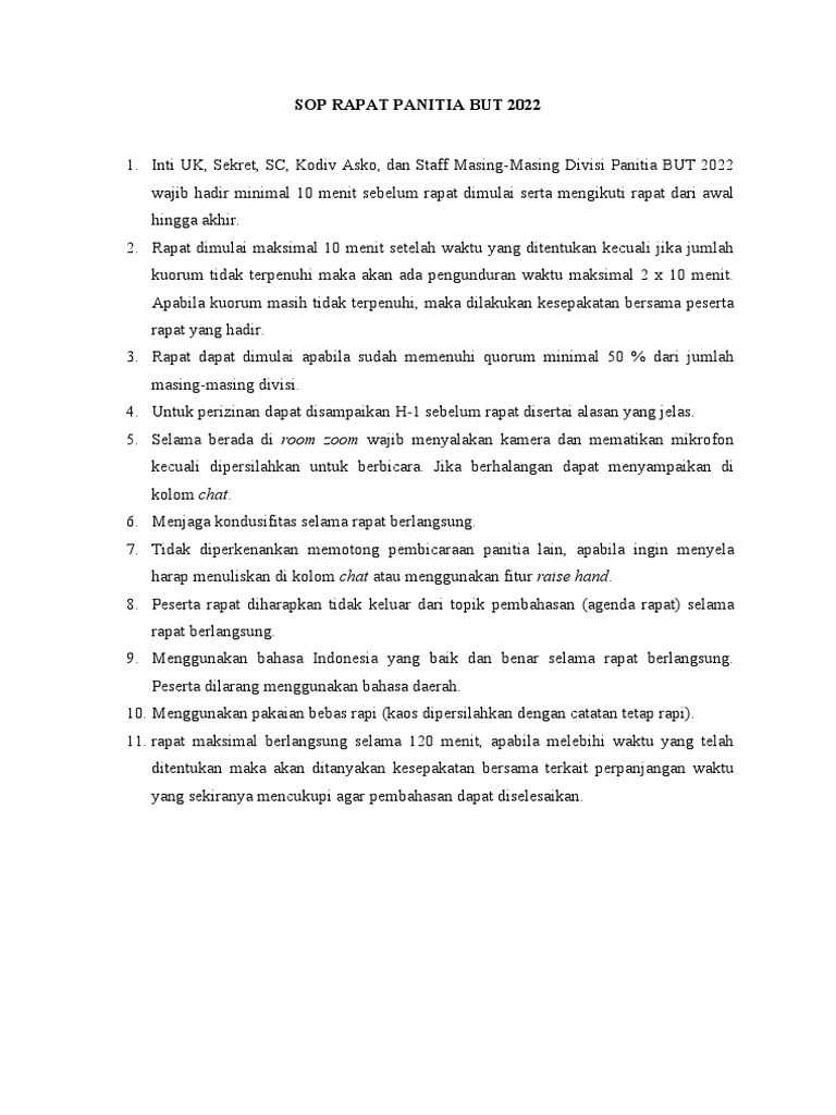 Sop Rapat But 2022 | PDF