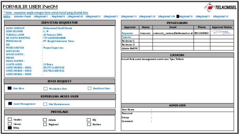 Formulir Permohonan User iNeOM | PDF