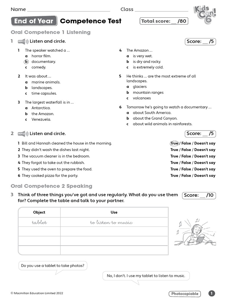 KC6 COMP Tests EOY | PDF | Reading Comprehension | Vocabulary