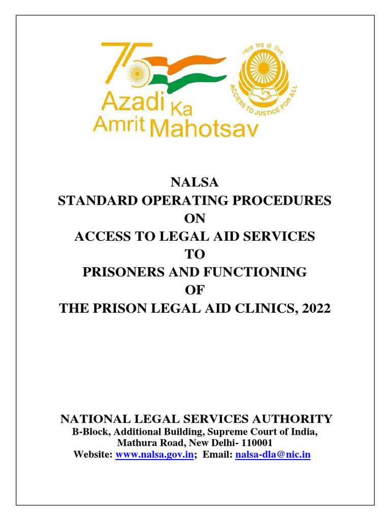 NALSA SOP - Functioning of Prison Legal Aid Clinics 2022 | PDF | Legal Aid | Prison