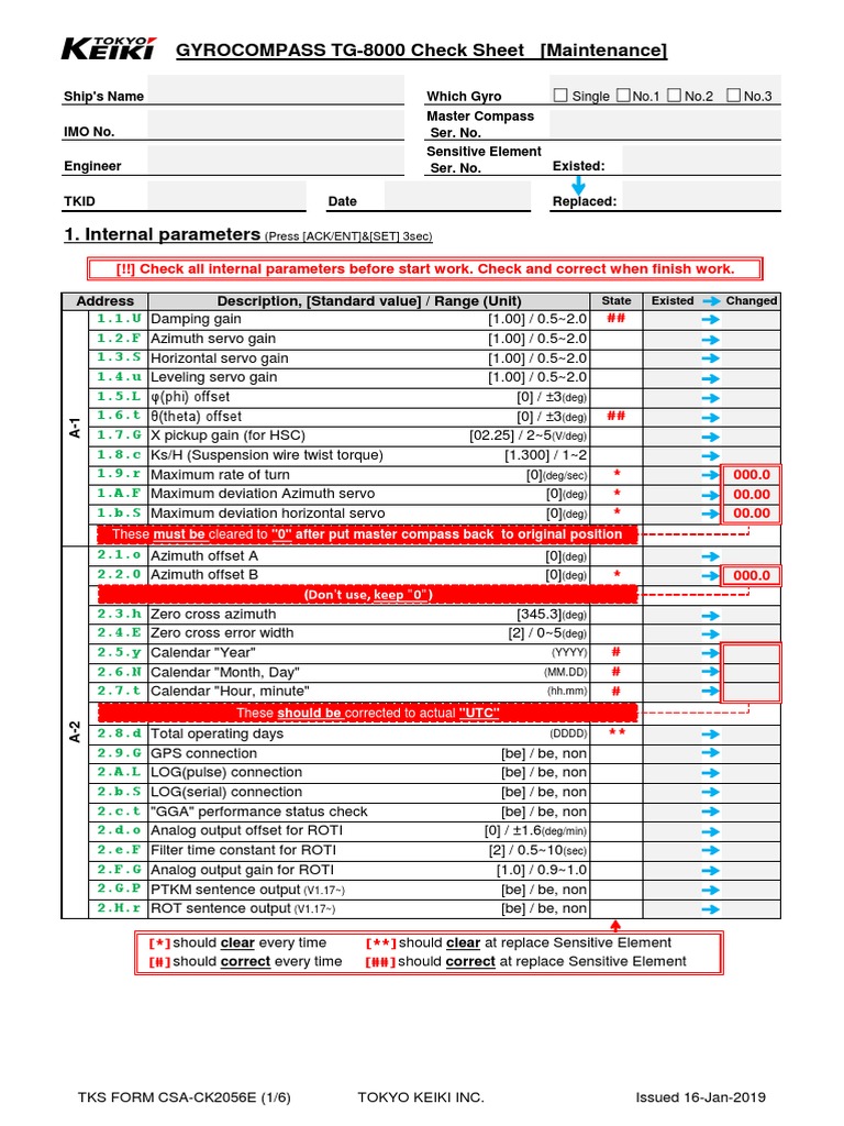 TG-8000 Checklist | PDF | Belt (Mechanical) | Gyroscope