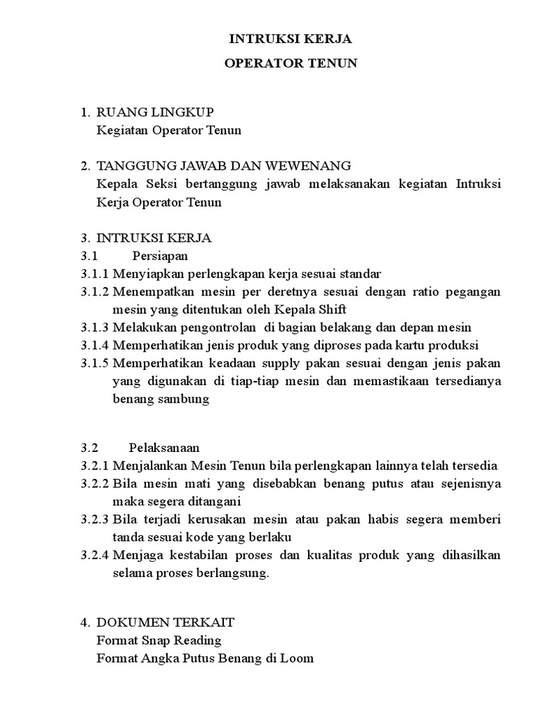 Intruksi Kerja | PDF