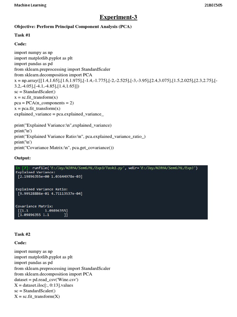 Exp 3 | PDF | Principal Component Analysis | Statistical Analysis