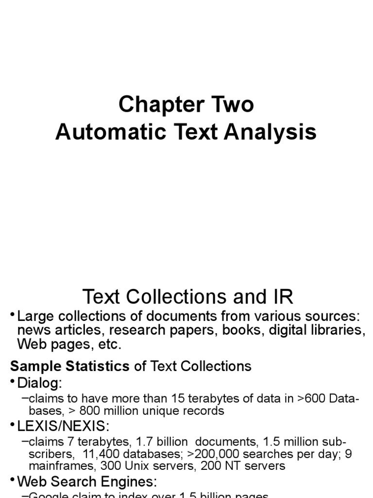 Chapter-2 - Automatic Text Anlysis | PDF | Search Engine Indexing | Morphology (Linguistics)