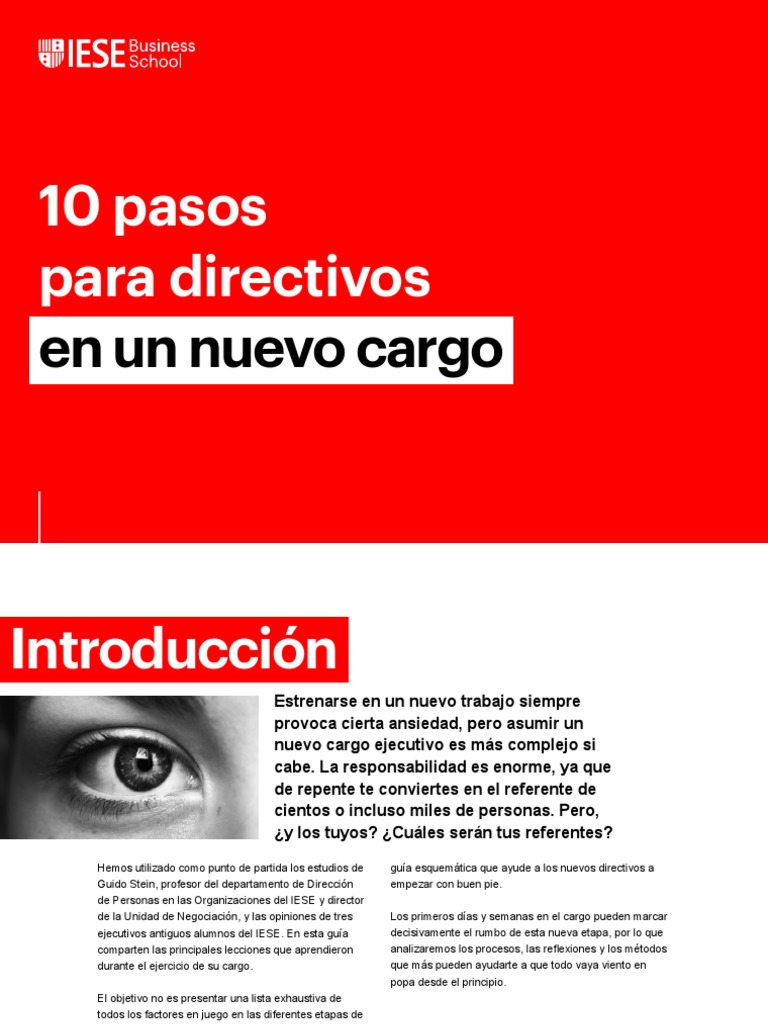 10 Pasos para Directivos en Un Nuevo Cargo (IESE Business School) | PDF ...