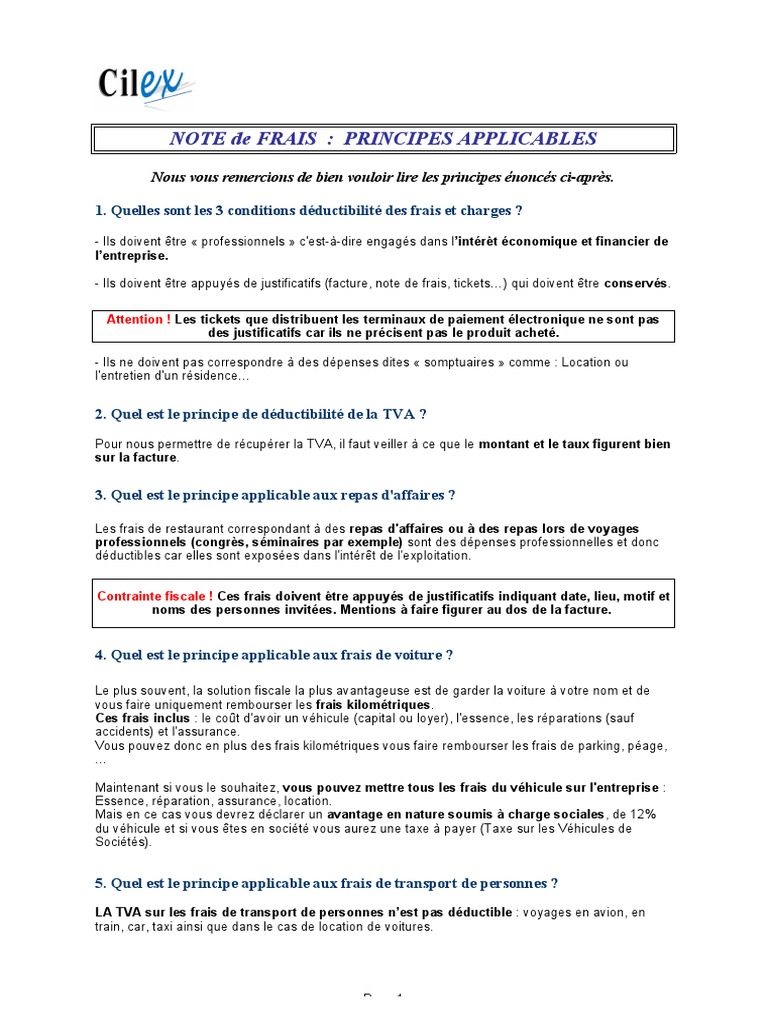 Note de Frais 202 | PDF