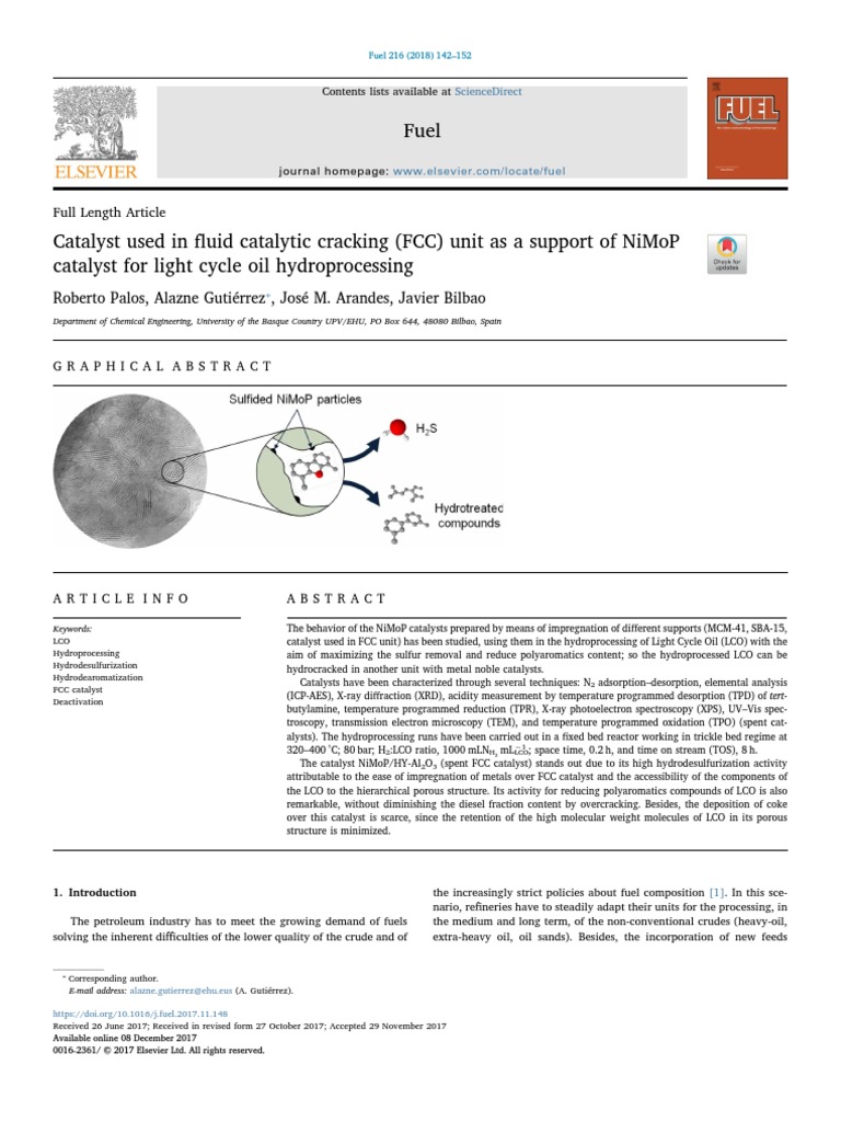 Catalyst Used in Fluid Catalytic Cracking (FCC) Unit As A Support of ...